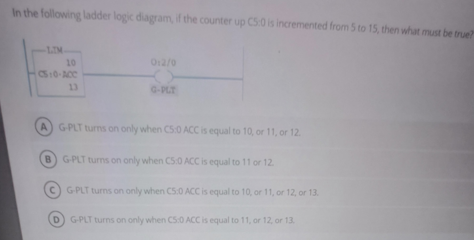 Solved In the following ladder logic diagram, if the counter | Chegg.com