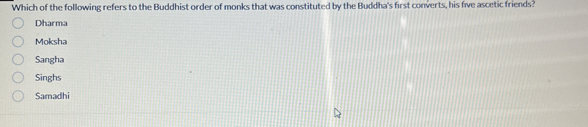 Solved Which of the following refers to the Buddhist order | Chegg.com