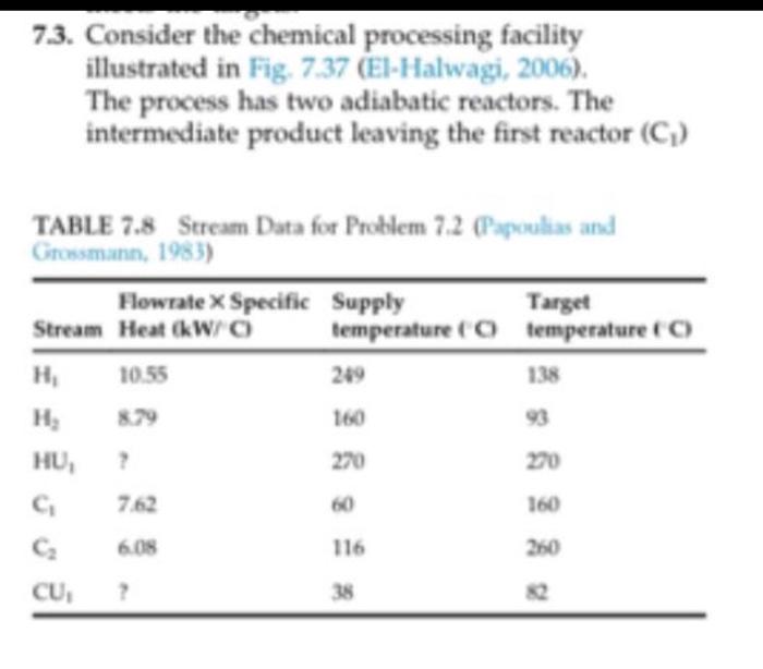Solved 7.3. Consider the chemical processing facility | Chegg.com