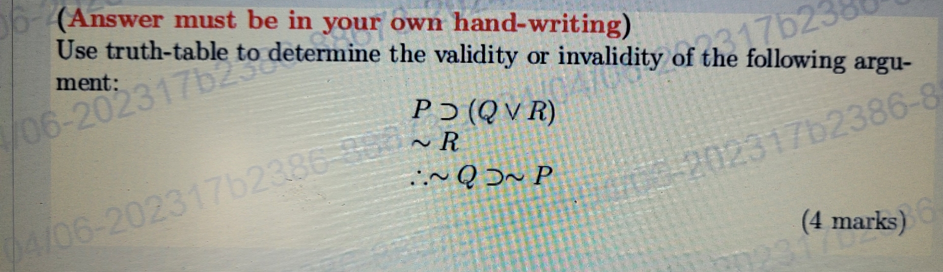 Solved Use truth-table to determine the validity or | Chegg.com