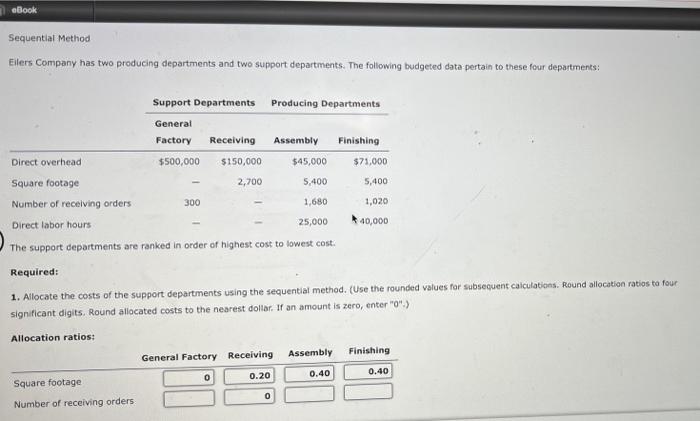 Solved eBook Sequential Method Ellers Company has two | Chegg.com