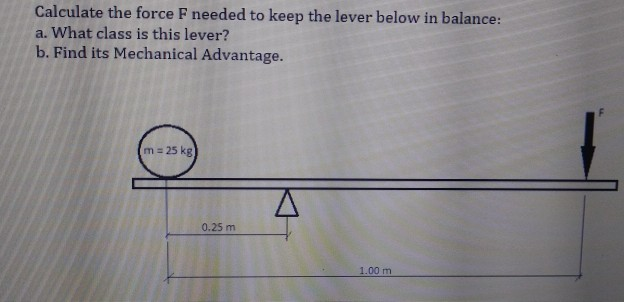 Solved Calculate the force F needed to keep the lever below | Chegg.com
