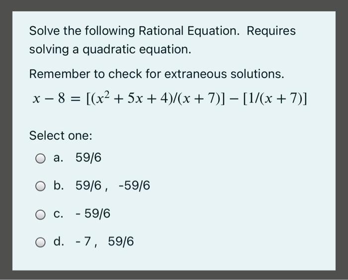 Solved Find the discriminant of each quadratic equation, | Chegg.com