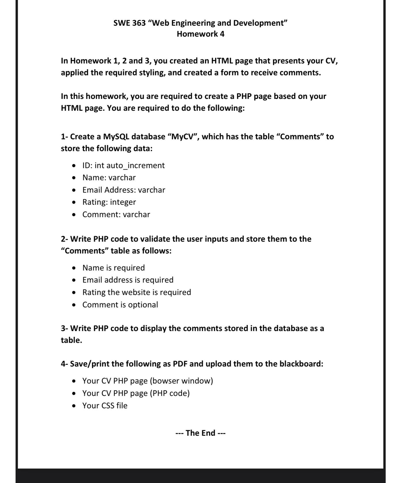 Solved Homework 4In Homework 1, 2 ﻿and 3, ﻿you created an | Chegg.com
