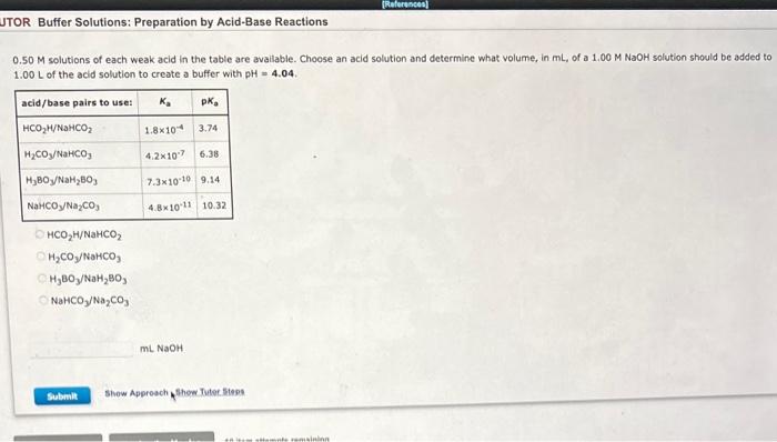Solved 0.50M solutions of each weak acid in the table are | Chegg.com