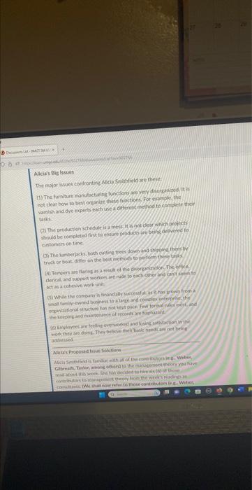 Solved Alicia's Big Ksues eot dear tow to bestortanize theso | Chegg.com