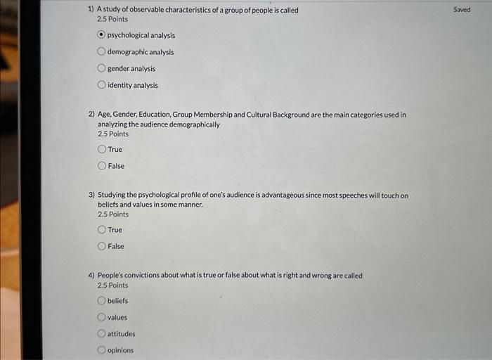 1) A study of observable characteristics of a group | Chegg.com