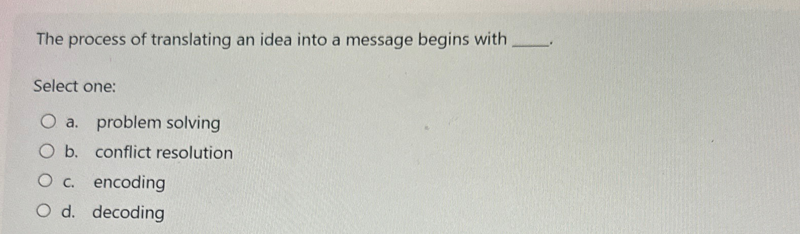 Solved The process of translating an idea into a message | Chegg.com