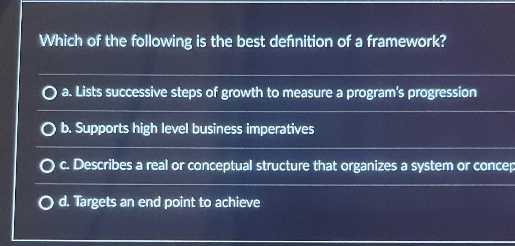 Solved Which of the following is the best definition of a | Chegg.com