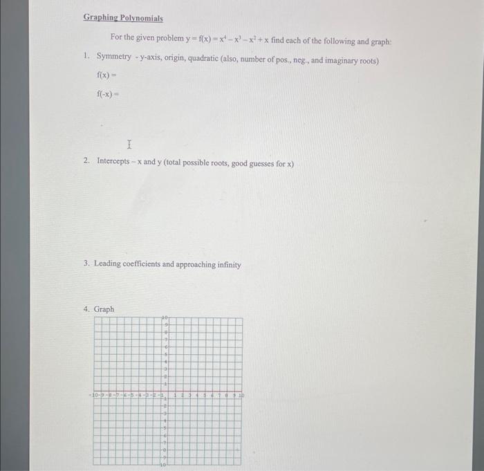 Solved For the given problem y=f(x)=x4−x3−x2+x find each o | Chegg.com