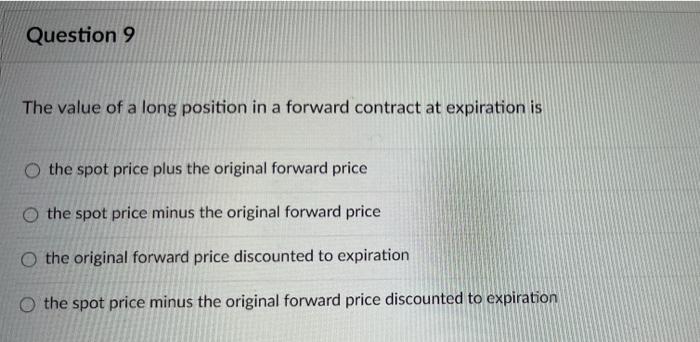 Solved The value of a long position in a forward contract at | Chegg.com