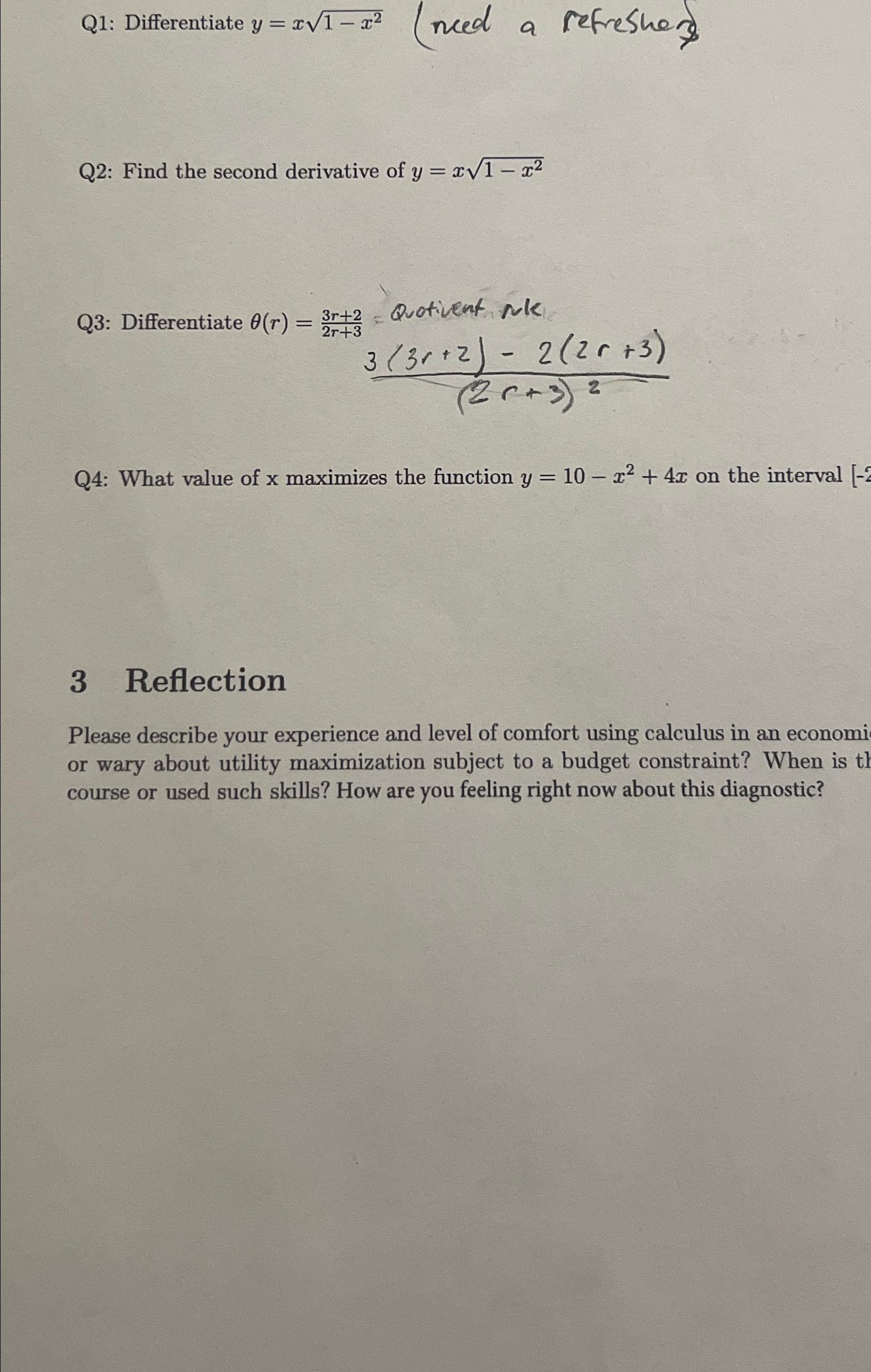 Solved Q1: Differentiate y=x\\\\sqrt(1-x^(2)) (nced a | Chegg.com