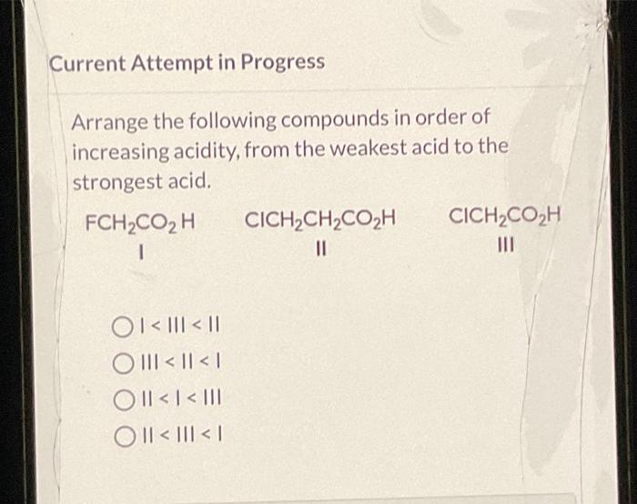 Solved Current Attempt in Progress Arrange the following | Chegg.com