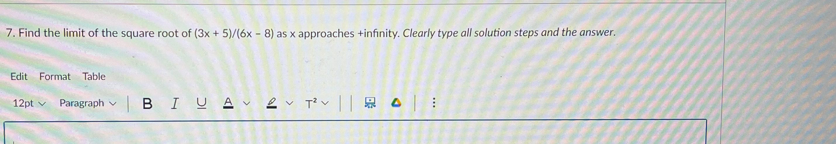 Solved Find the limit of the square root of 3x+56x-8 ﻿as x | Chegg.com