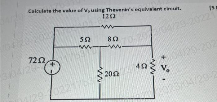 Solved Caiculate the value of V0 using Thevenin's equivalent | Chegg.com