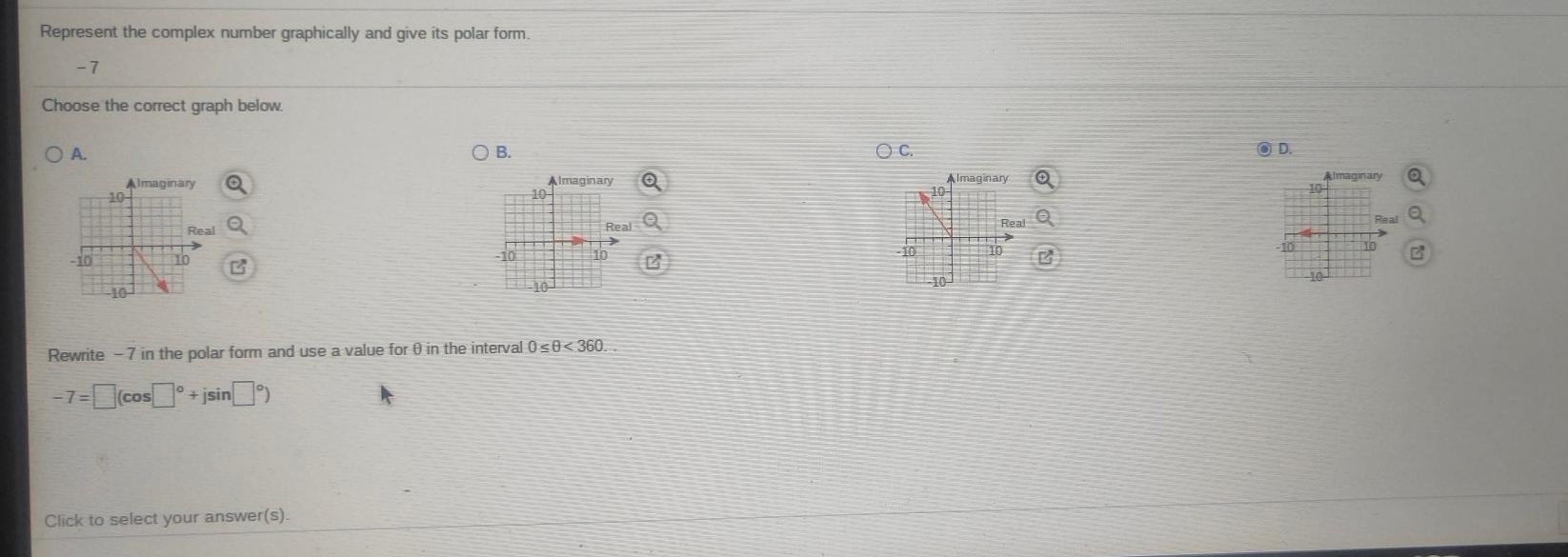Solved Represent the complex number graphically and give its | Chegg.com