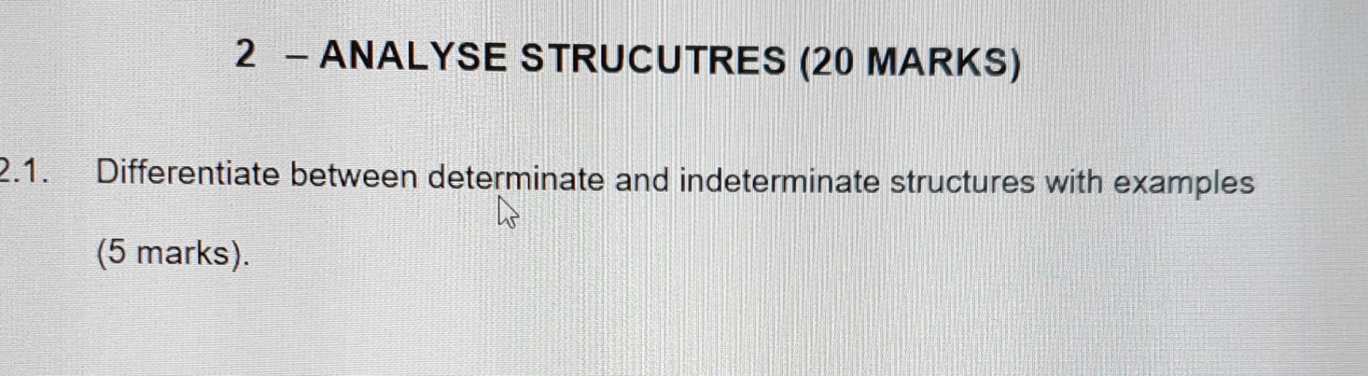 Solved 2 - ANALYSE STRUCUTRES (20 MARKS) 2.1. Differentiate | Chegg.com