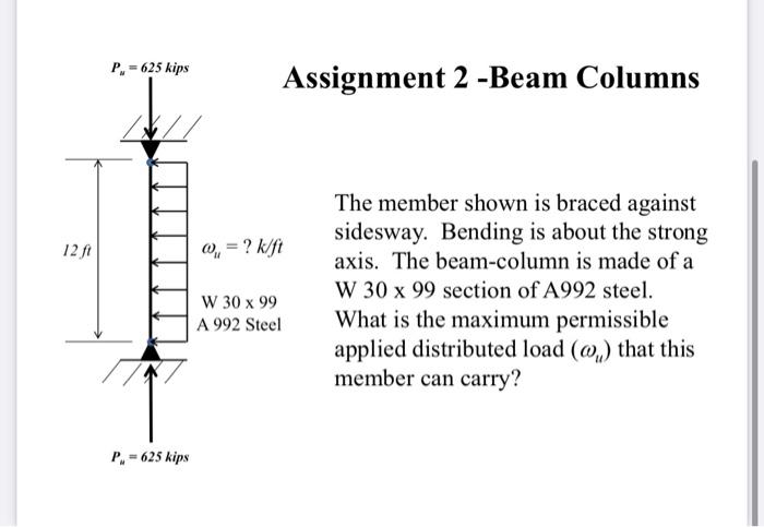 Solved ssignment 2 -Beam Columns The member shown is braced | Chegg.com