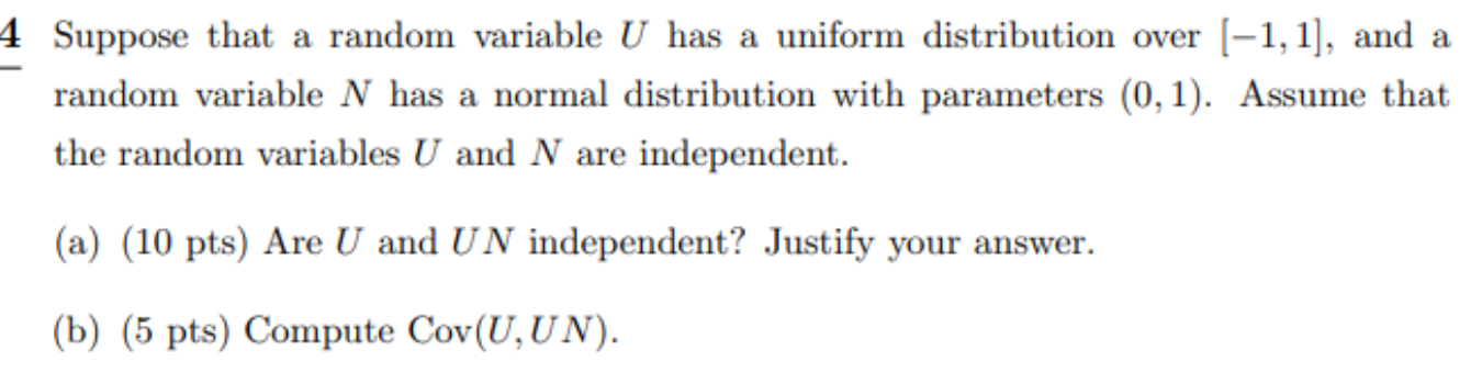 Solved 4 suppose That A Random Variable U has A Uniform