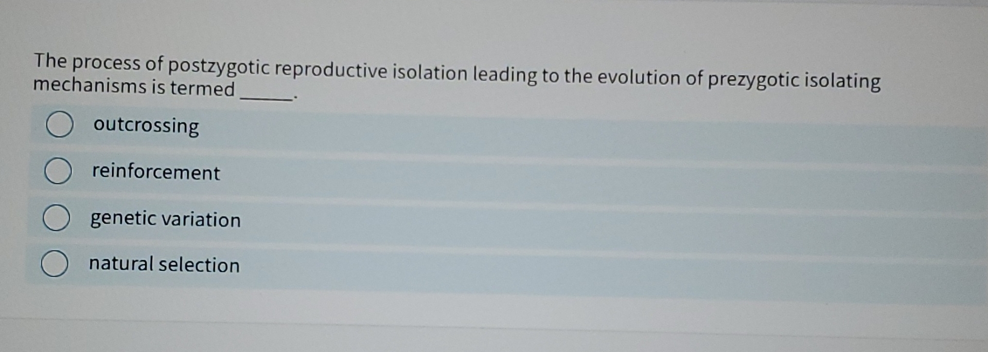 Solved The process of postzygotic reproductive isolation | Chegg.com