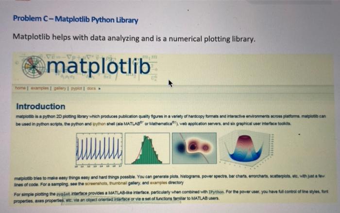 Solved List of Problems Python Libraries are a set of useful | Chegg.com