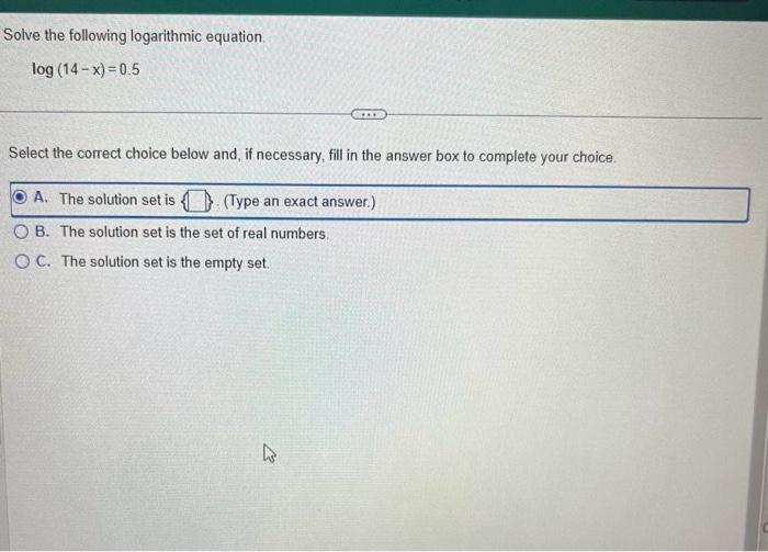 Solved Solve the following logarithmic equation. | Chegg.com