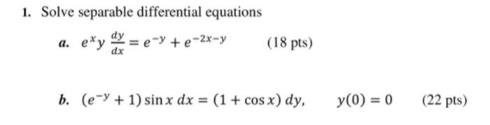 Solved Solve Seperable Differential Equations If You Dont