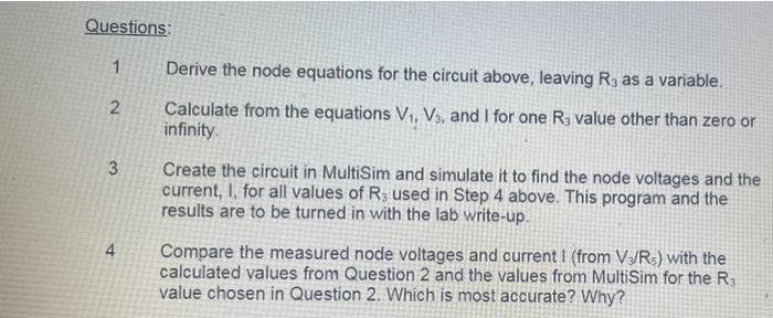 Solved Questions: 1 Derive the node equations for the | Chegg.com