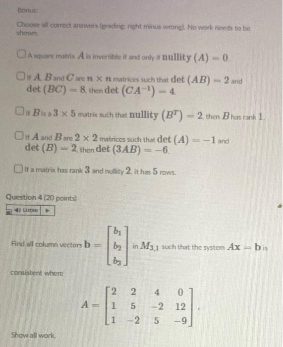 Solved Bonus: Choose al correct answers trading right minus | Chegg.com