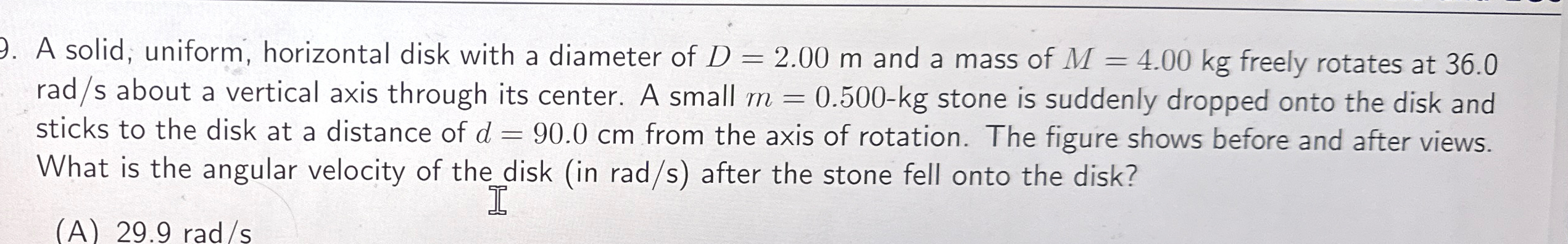 Solved A solid, uniform, horizontal disk with a diameter of | Chegg.com