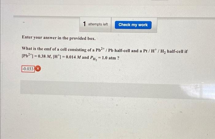 Solved 1 attempts left Check my work Enter your answer in | Chegg.com