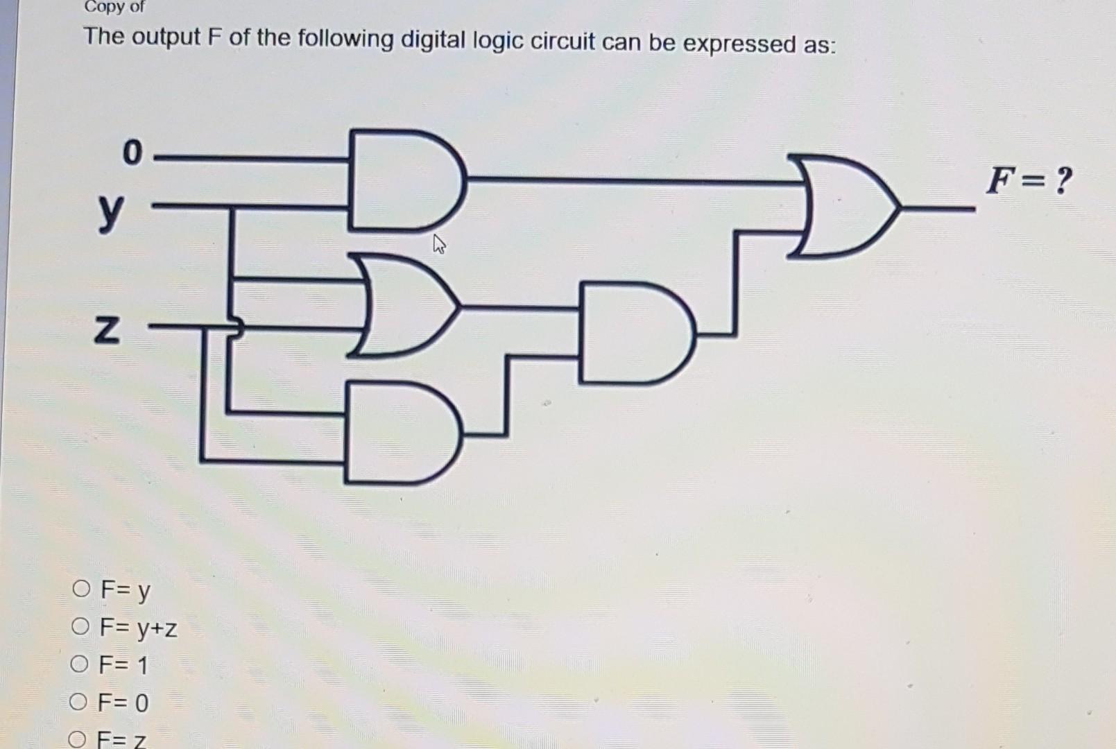Solved Copy of The output F of the following digital logic | Chegg.com