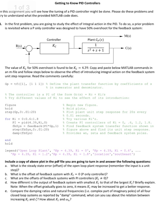 Solved Getting to know PID Controllers 1 of 3 in this | Chegg.com