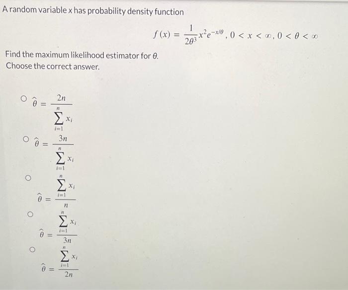 Solved A random variable x has probability density function | Chegg.com