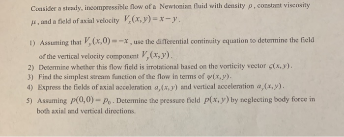 Solved Consider a steady, incompressible flow of a Newtonian | Chegg.com