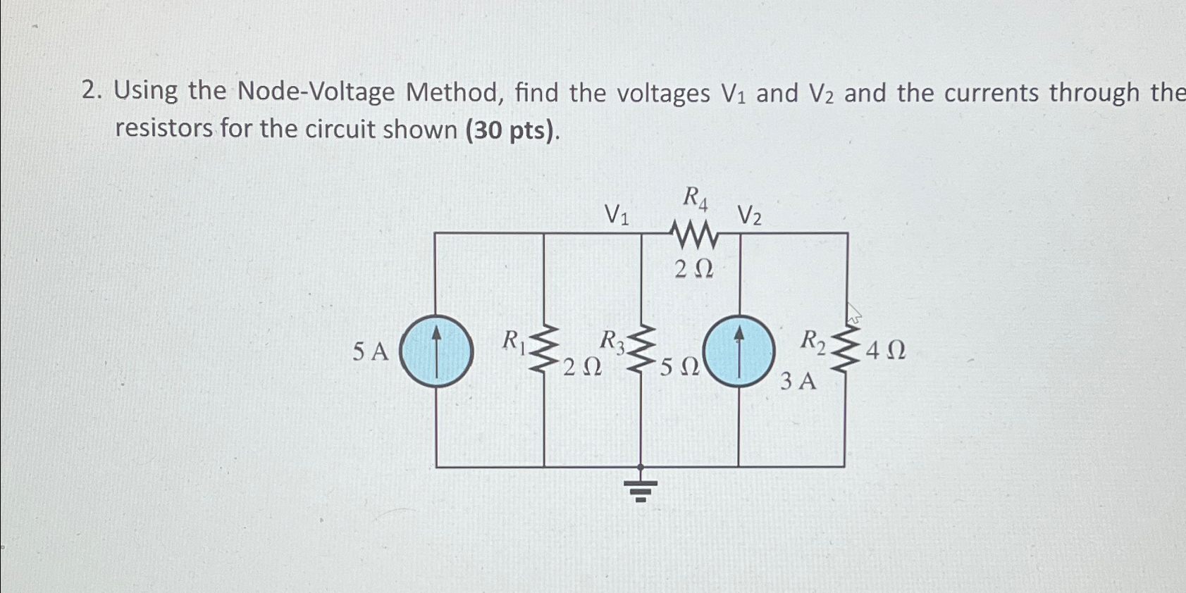 Solved Using the Node-Voltage Method, find the voltages V1 | Chegg.com