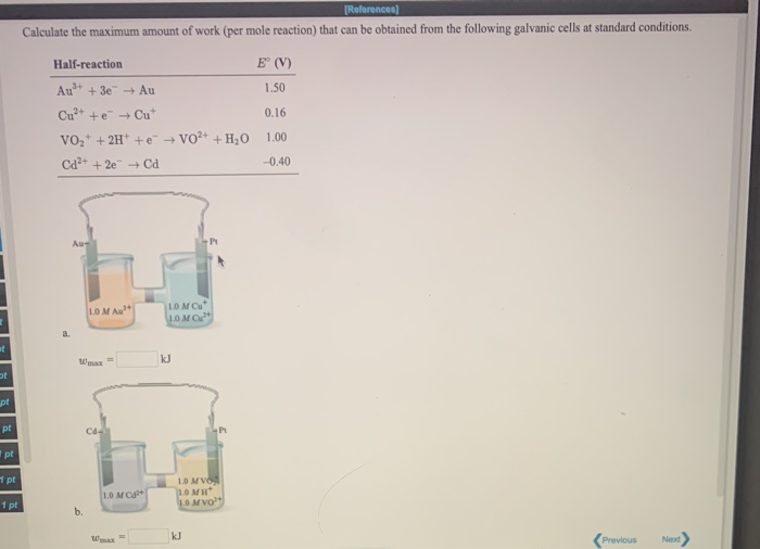Solved [References Calculate the maximum amount of work (per | Chegg.com