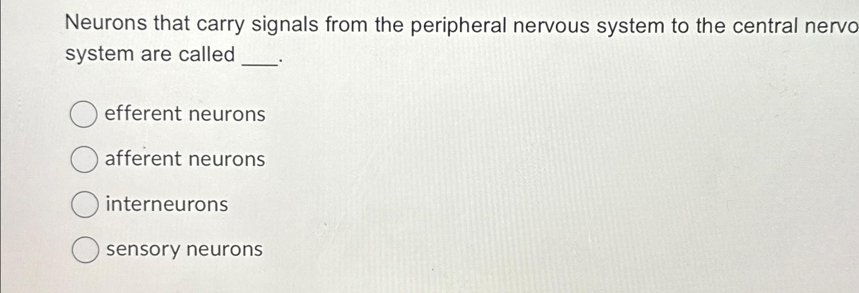 Solved Neurons that carry signals from the peripheral | Chegg.com