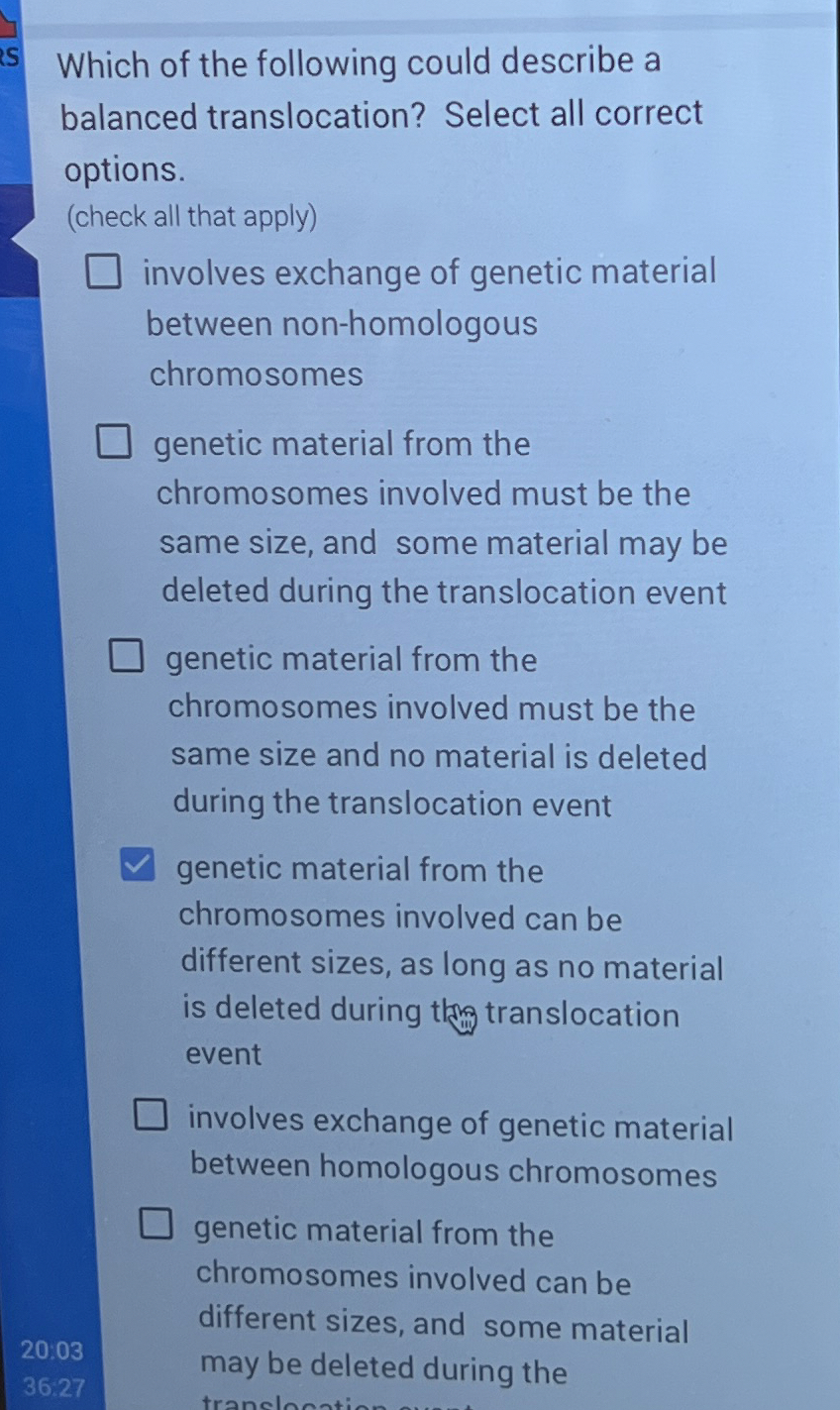 Solved Which of the following could describe a balanced | Chegg.com