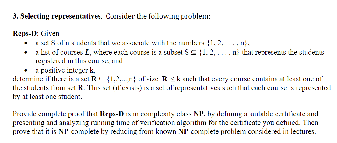 Solved See image for questionSelecting representatives. | Chegg.com