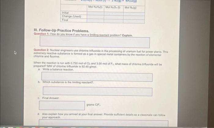 Solved III. Follow-Up Practice Problems. Question 1: How do | Chegg.com
