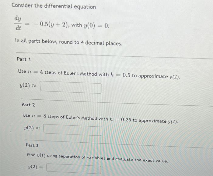 Solved Solve the initial value problem y(t): dy dt - Y t+1 + | Chegg.com