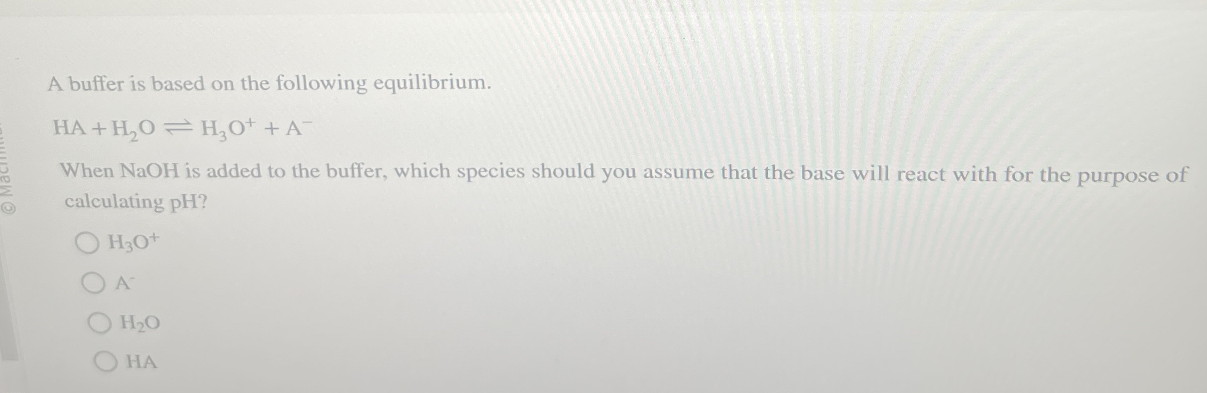Solved A buffer is based on the following | Chegg.com