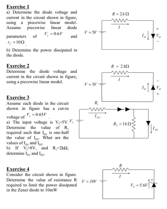 Solved Exercise 2 Determine The Diode Voltage And Current In