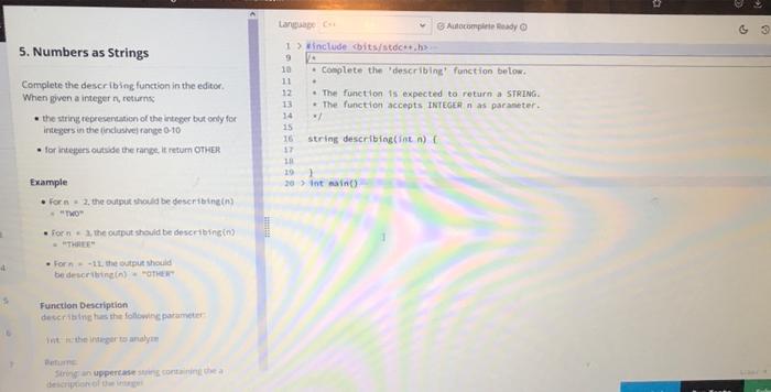 Solved 5. Numbers as Strings Complete the describing | Chegg.com