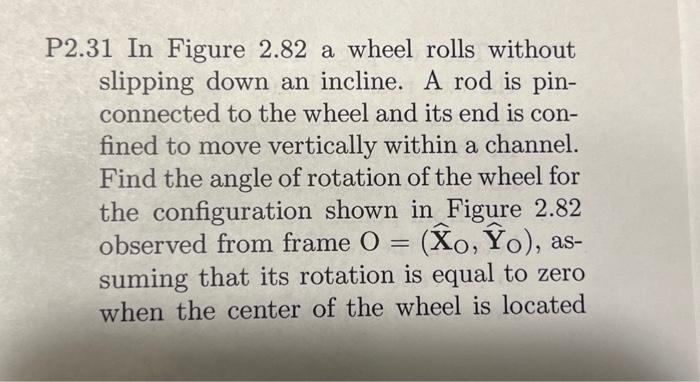 Solved P2.31 In Figure 2.82 a wheel rolls without slipping | Chegg.com