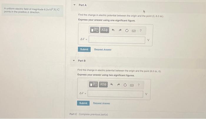 Solved A unitom electric field of magnitude \\( 62 \\times | Chegg.com