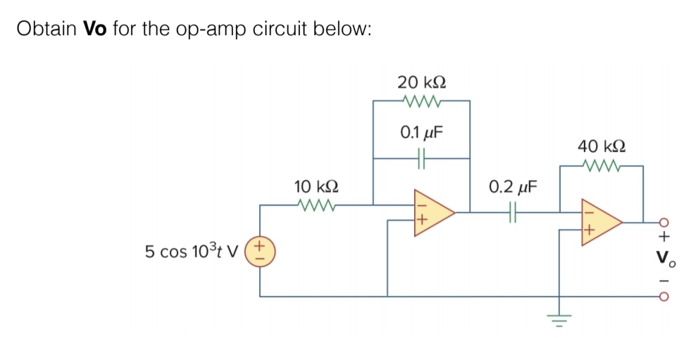 Solved Obtain Vo for the op-amp circuit below: | Chegg.com