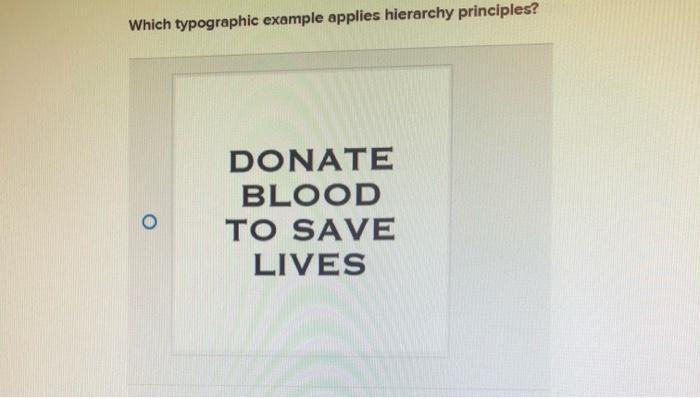 Which typographic example applies hierarchy | Chegg.com