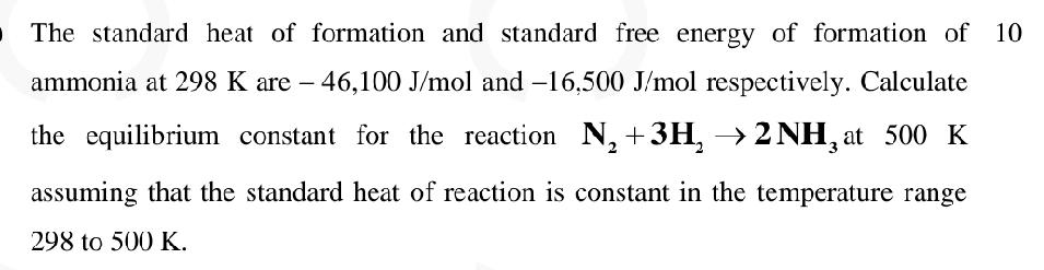 Solved The standard heat of formation and standard free | Chegg.com